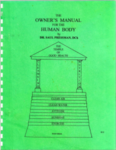 The Owner’s Manual for the Human Body by Dr. Saul Pressman, DCh ...